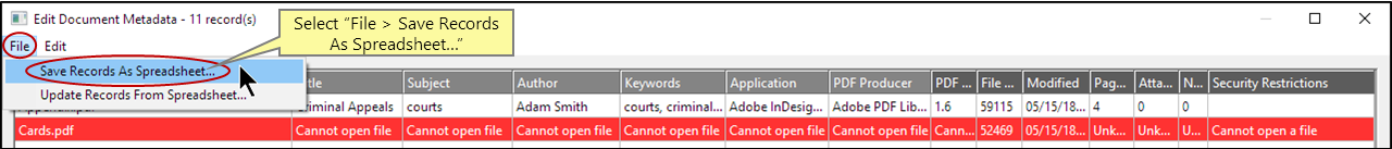 Editing Metadata for Multiple PDF Documents