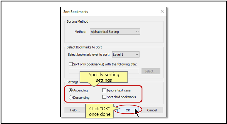 Sorting PDF Bookmarks and Pages