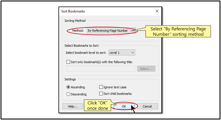 Sorting PDF Bookmarks and Pages