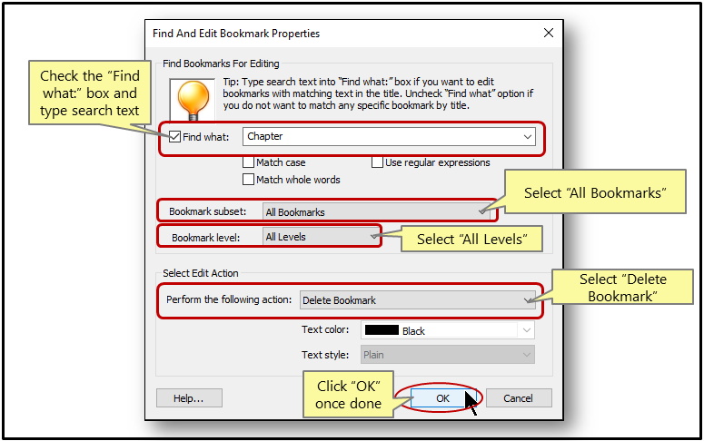 Delete, Move and Style PDF Bookmarks Using The AutoBookmark™ Plug-in