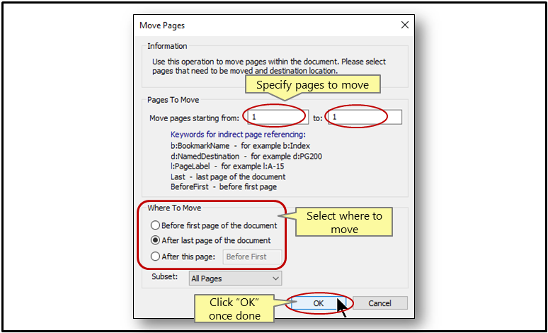 Moving PDF Pages