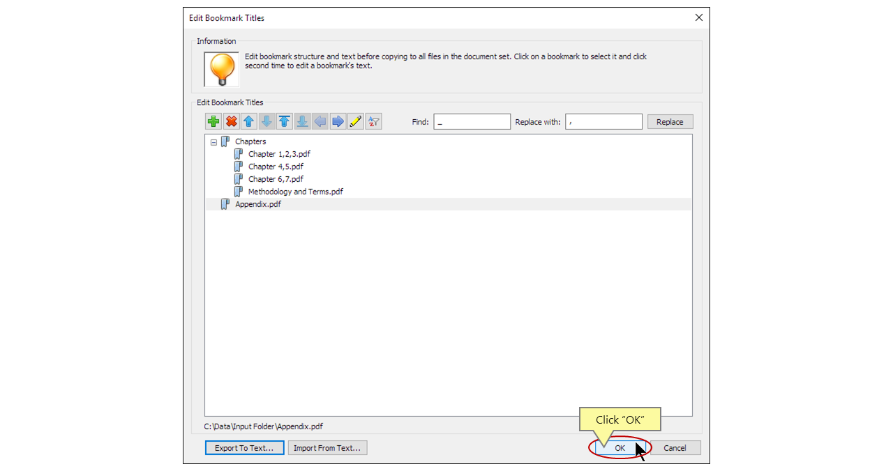 "Bind" PDF Documents With a Common Set of Bookmarks