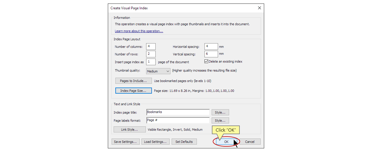 Creating Visual Page Index for a PDF Document