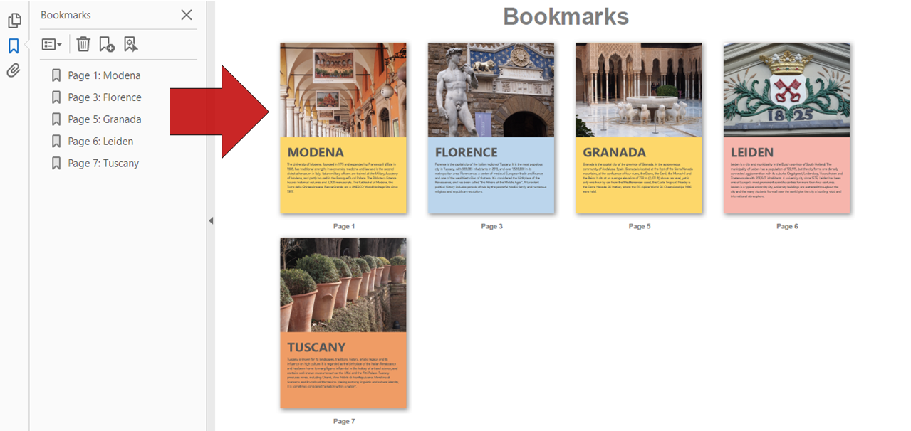 Creating Visual Page Index for a PDF Document