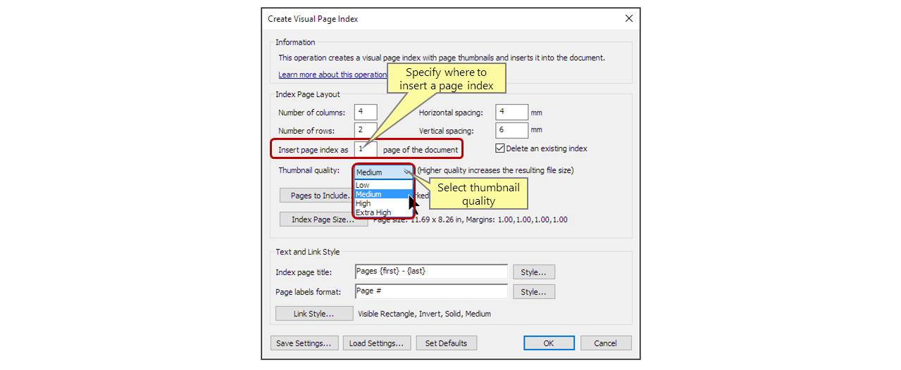Creating Visual Page Index for a PDF Document