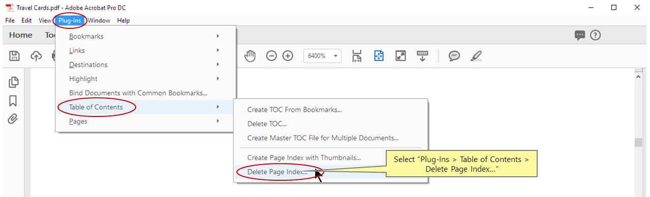 Creating Visual Page Index for a PDF Document