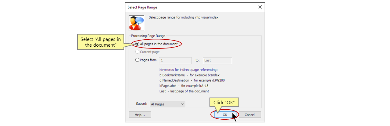 Creating Visual Page Index for a PDF Document