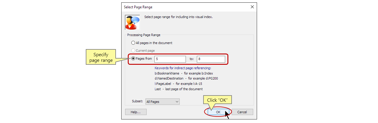 Creating Visual Page Index for a PDF Document