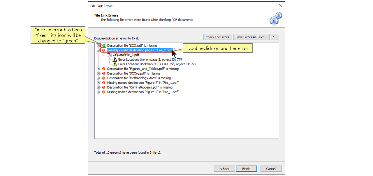 Fixing File Link Errors in PDF Document Sets