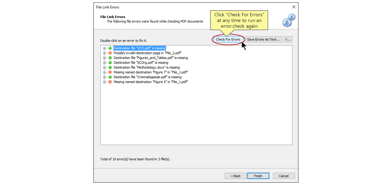 Fixing File Link Errors in PDF Document Sets
