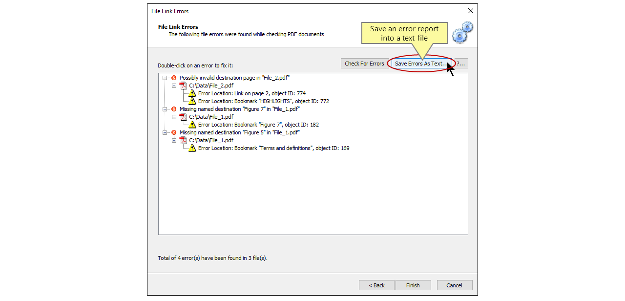 Fixing File Link Errors in PDF Document Sets