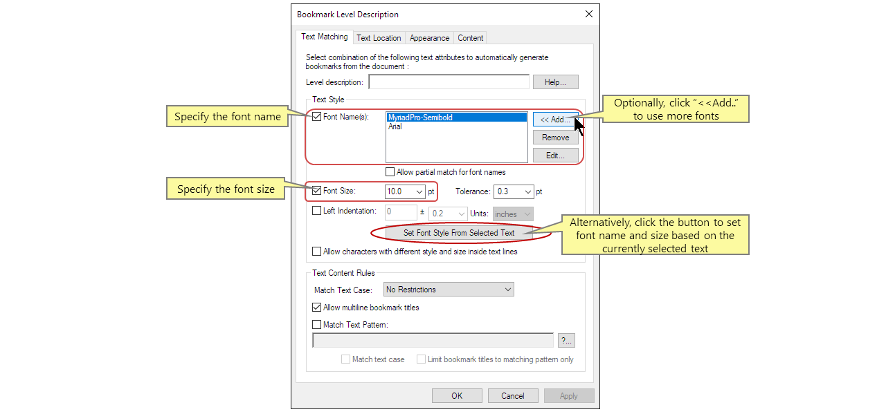 Bookmarking by Text Style