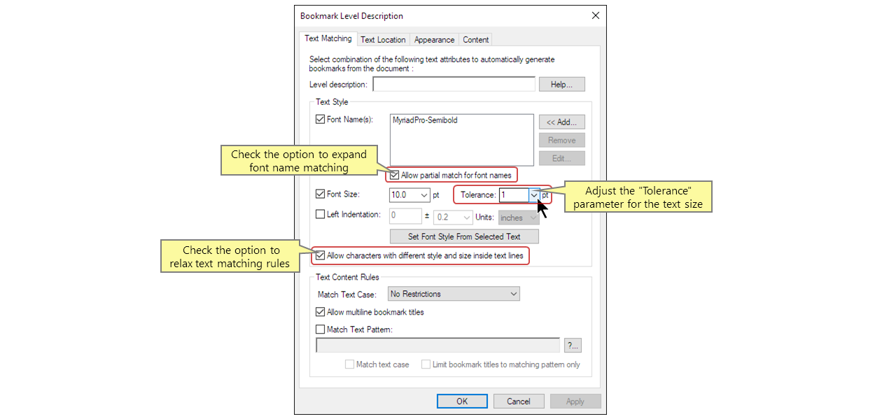 Bookmarking by Text Style