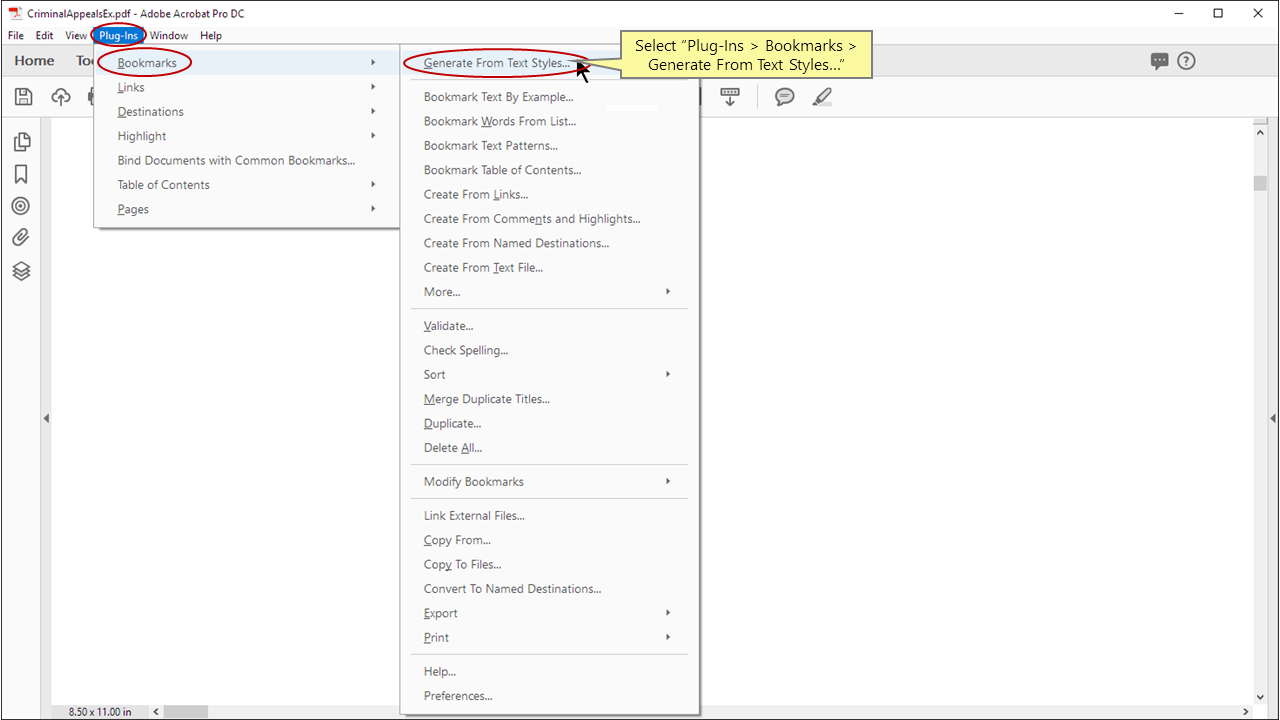 Bookmarking by Text Style