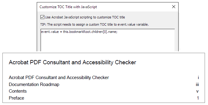 Customizing Table of Contents Title in PDF Documents