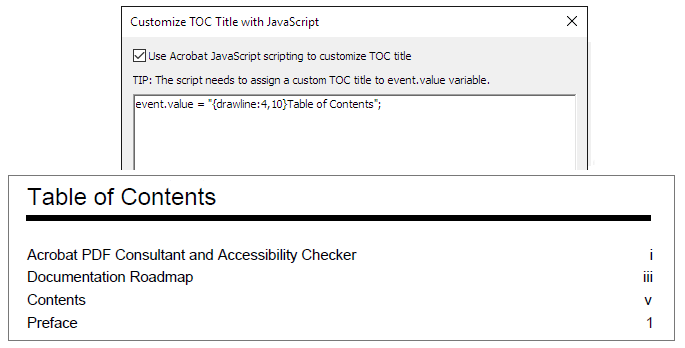 Customizing Table of Contents Title in PDF Documents