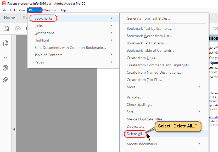 Creating Destinations by Text Search in PDF Document