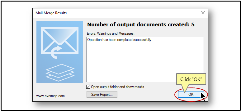 Check mail merge output