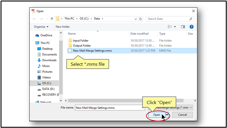 Running Mail Merge Via Action Wizard