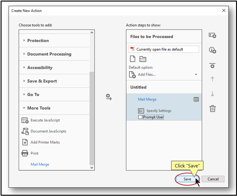 Running Mail Merge Via Action Wizard