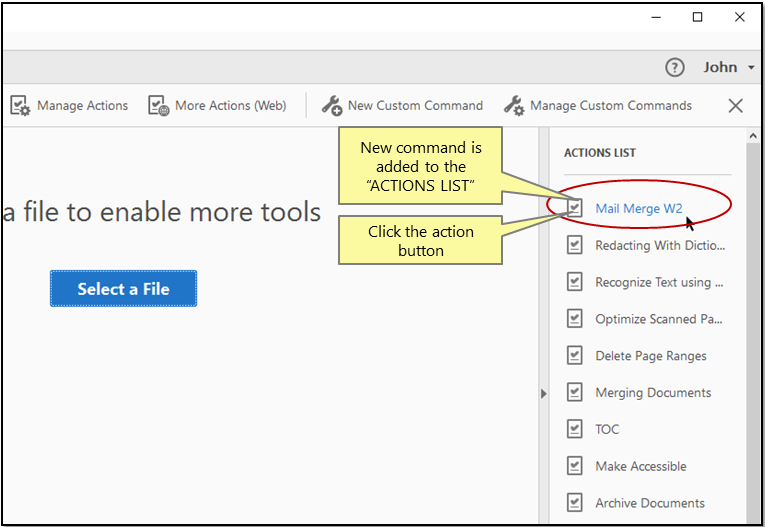 Running Mail Merge Via Action Wizard