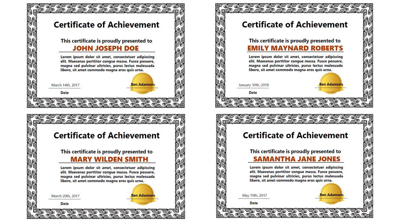 Creating and Emailing Achievement Certificates