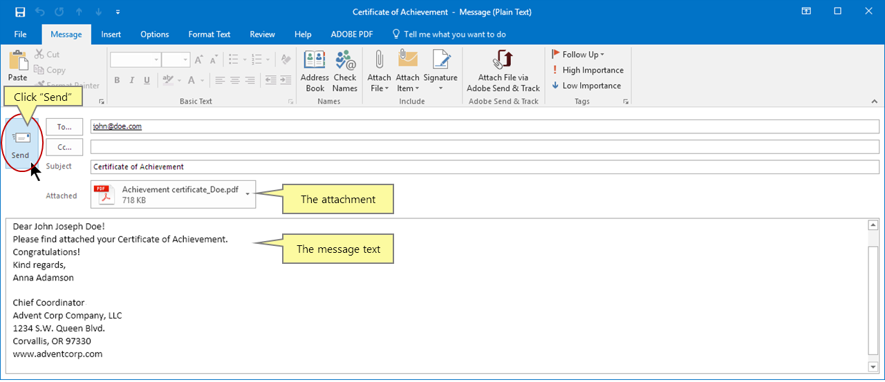 Creating and Emailing Achievement Certificates