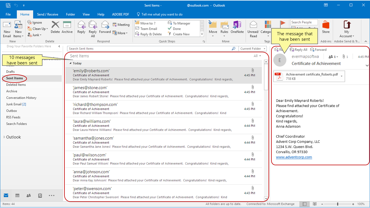 Creating and Emailing Achievement Certificates