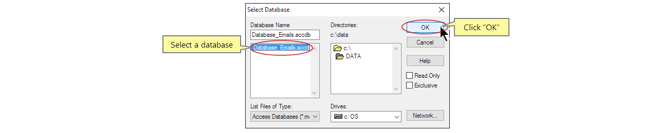 Using ODBC Databases in the Mail Merge