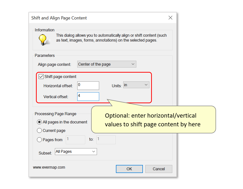 Shift And Align PDF Page Content With AutoPageX 