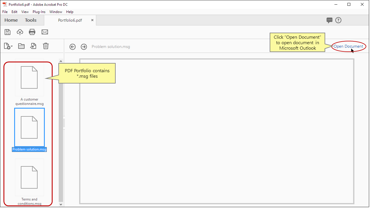 Creating PDF Portfolio from *.MSG Files