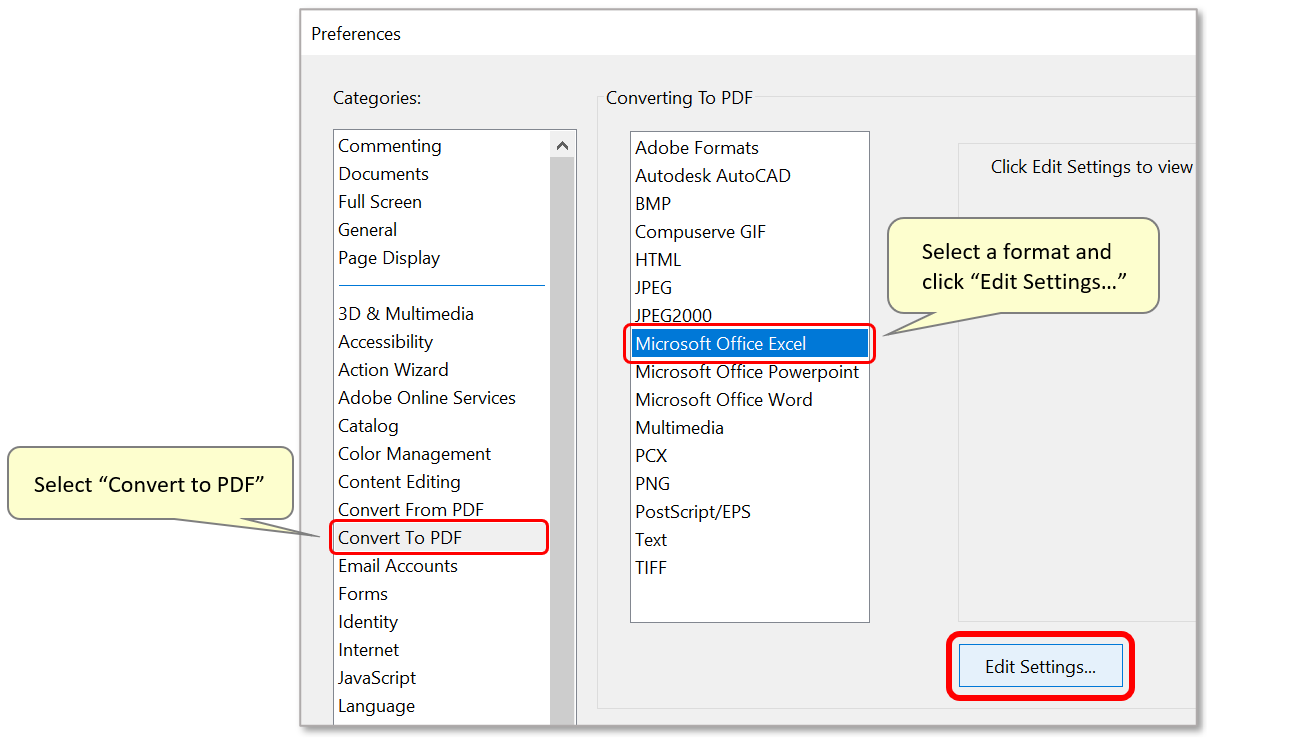 Configuring PDF Conversion Settings In Adobe Acrobat 