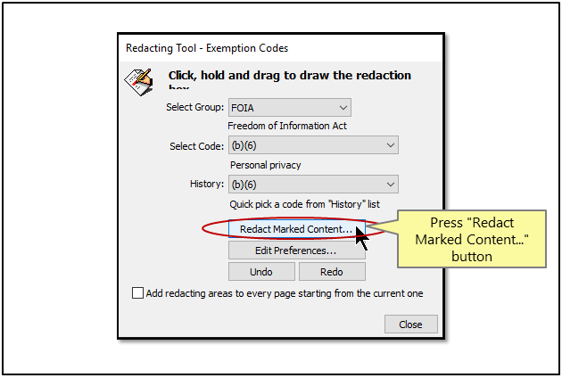 Redacting PDF Files By Drawing Areas