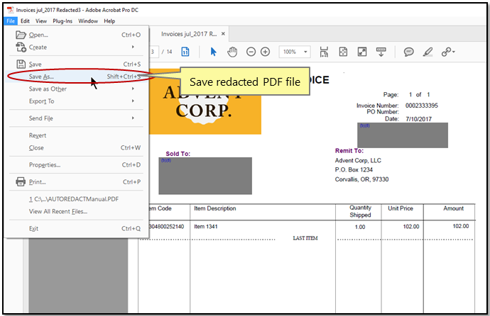 Redacting Text By Template With AutoRedact® Plug-in For Adobe® Acrobat®