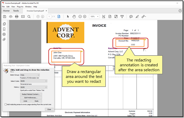 Redacting Text By Template With AutoRedact® Plug-in For Adobe® Acrobat®