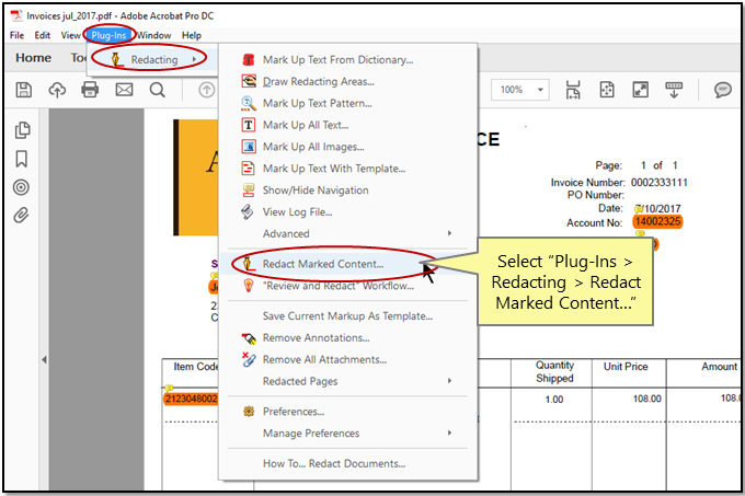 Using Redacting Dictionaries PDF Document Redaction
