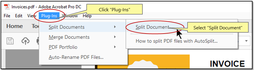 Splitting PDF Invoices Using AutoSplit Pro for Adobe Acrobat